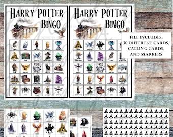Wizard Party BINGO Cards, Printable Wizard Theme Bingo Game Playing ...