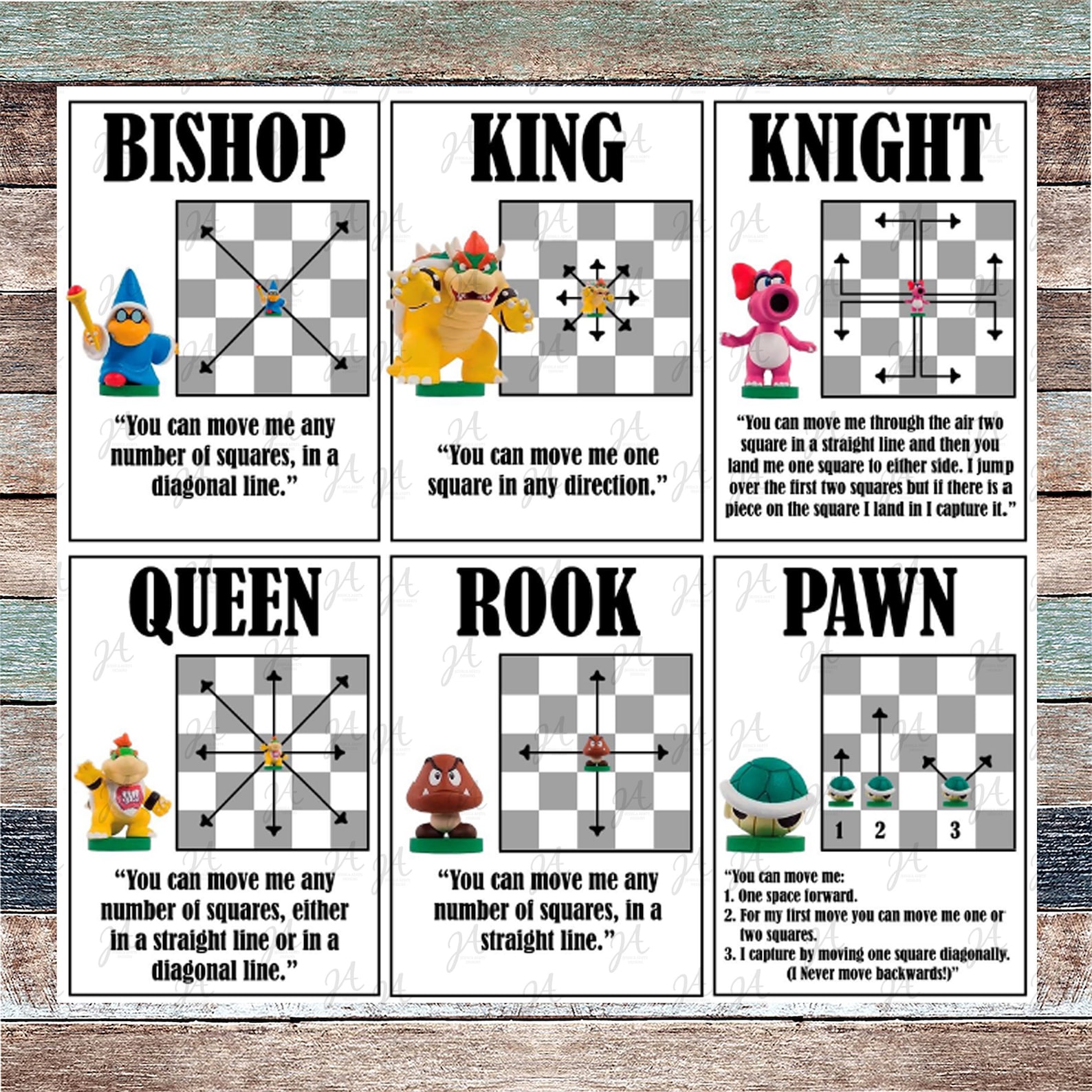 Mushroom Kingdom Chess Cheat Cards - Etsy