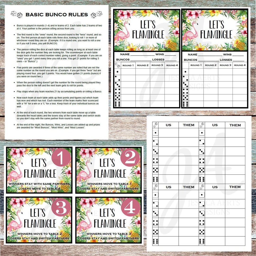 Let's Flamingle Printable Bunco Set - Etsy