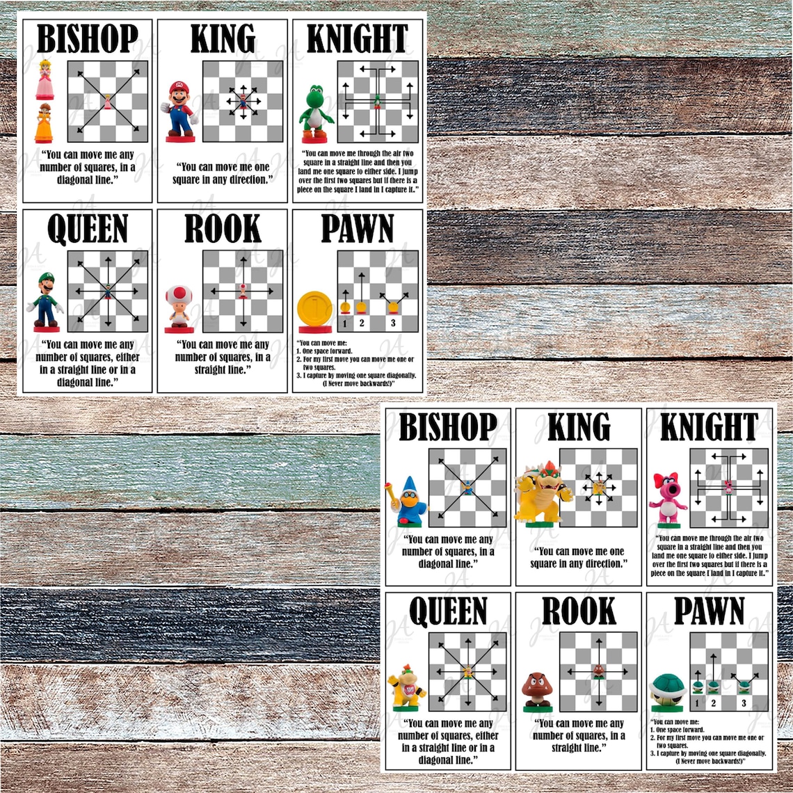 Mushroom Kingdom Chess Cheat Cards - Etsy