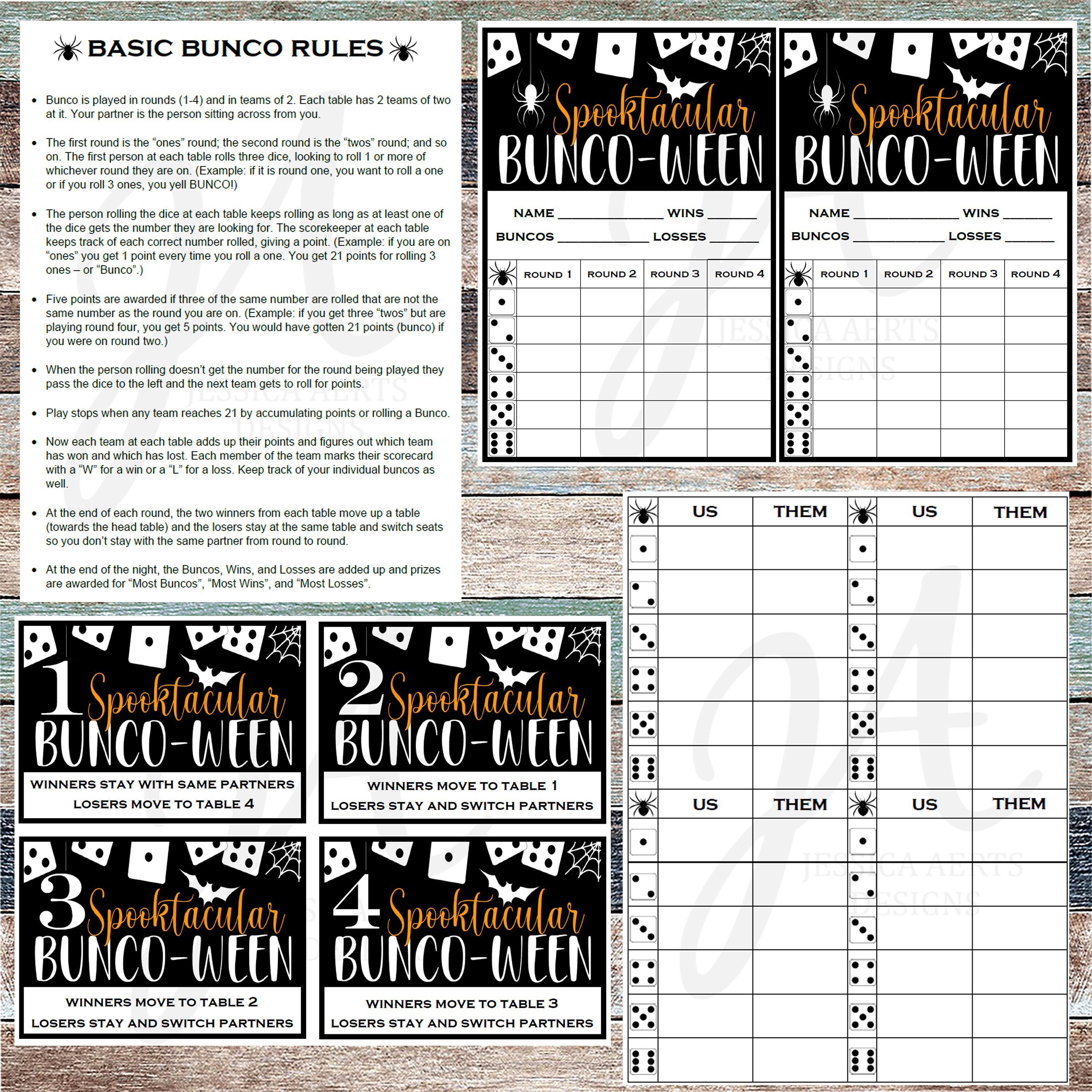 Spooktacular Printable Bunco Cards - Etsy