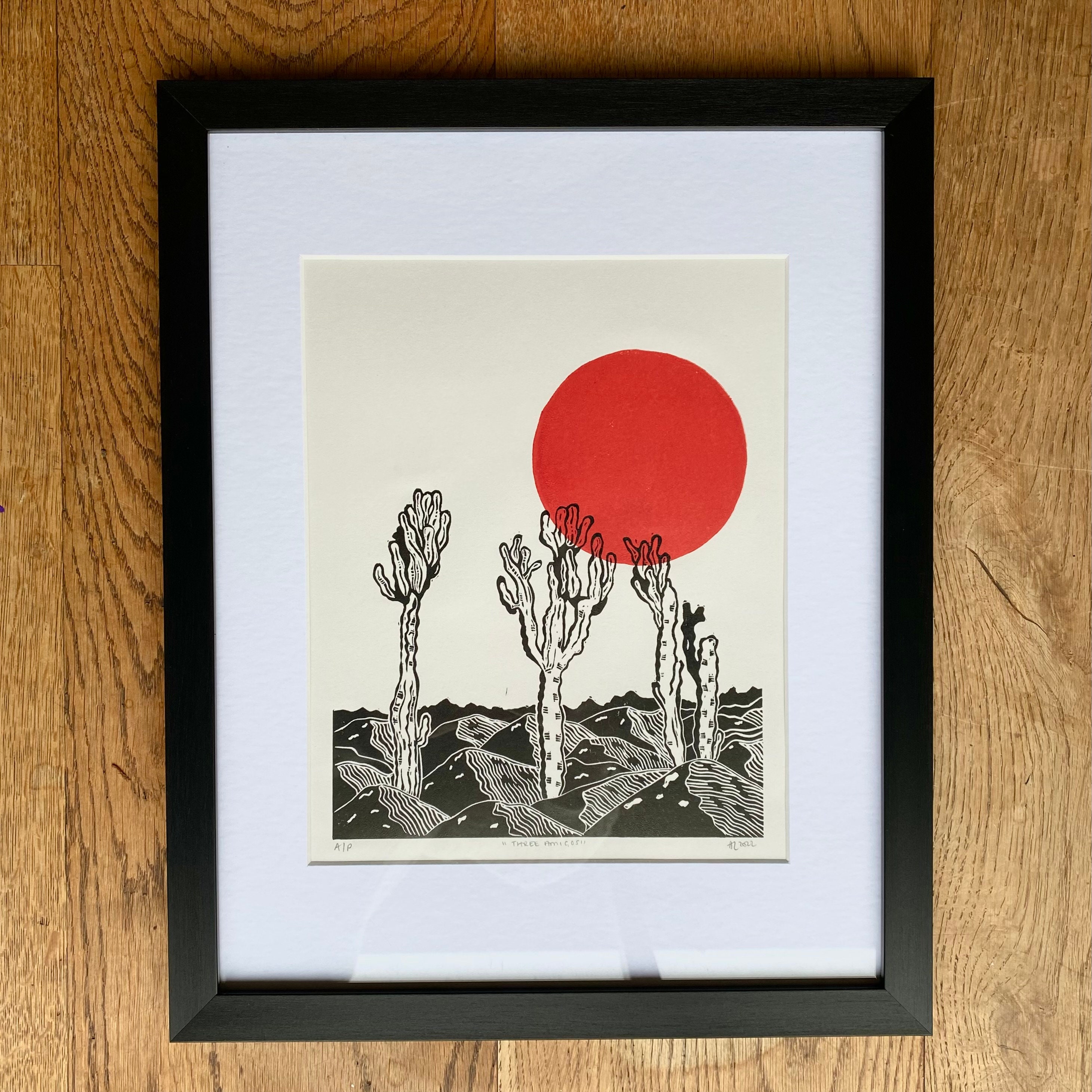 Three Amigos Catcus Linocut Print Handmade Cactus Print - Etsy