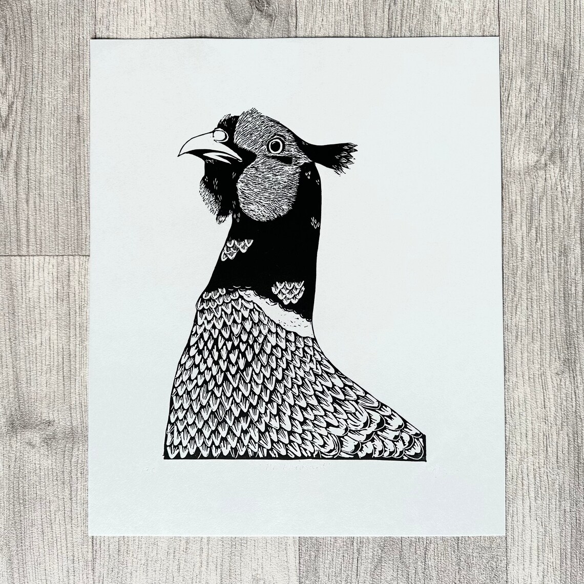 Mr. Pheasant Linocut Print Handmade British Birds British Wildlife Art ...