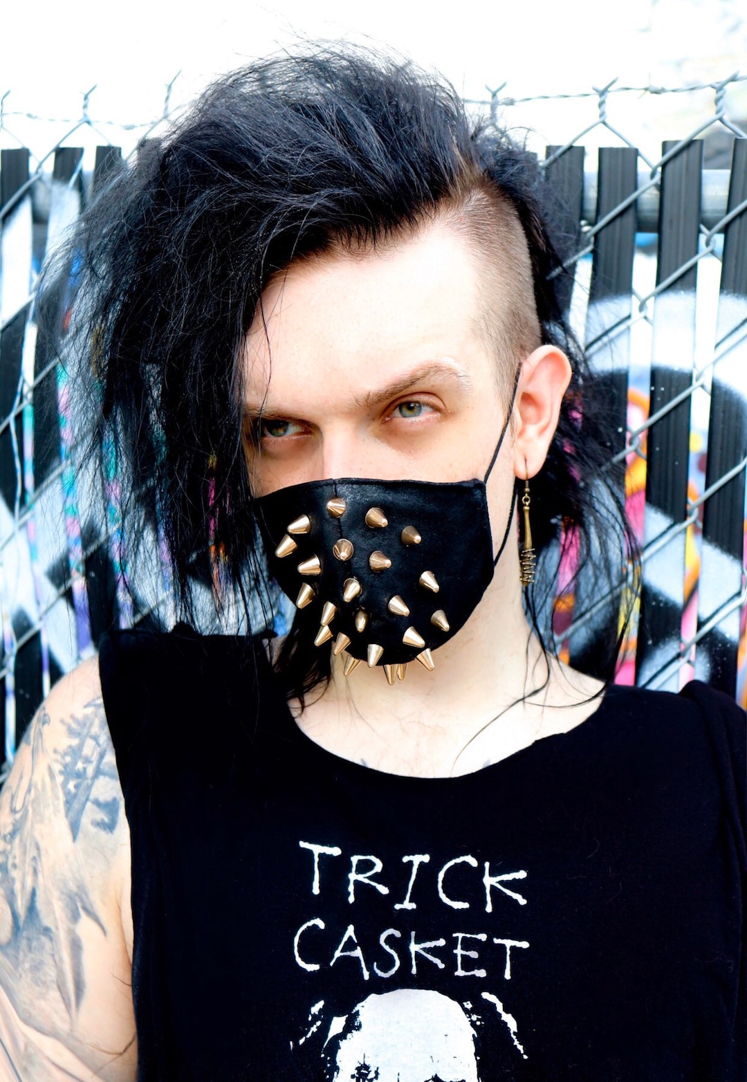 Vegan Leather and Gold Spikes/studs Mask- Without Nose Bridge - Etsy
