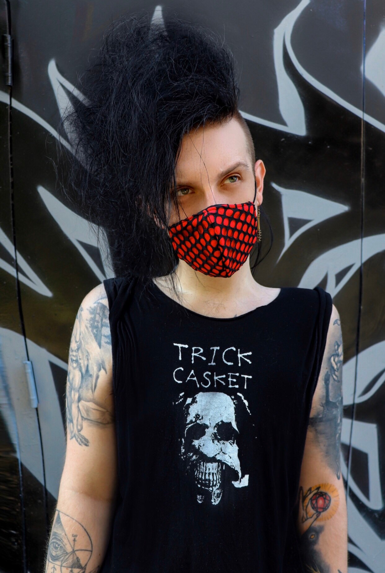 Black and Red Fishnet Mask Without Nose Bridge | Etsy