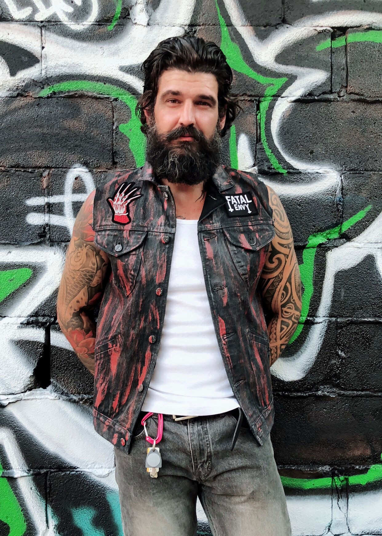 Hand Painted Freddy Krueger Vest With Wax Like Coating- Mens M Ooak - Etsy