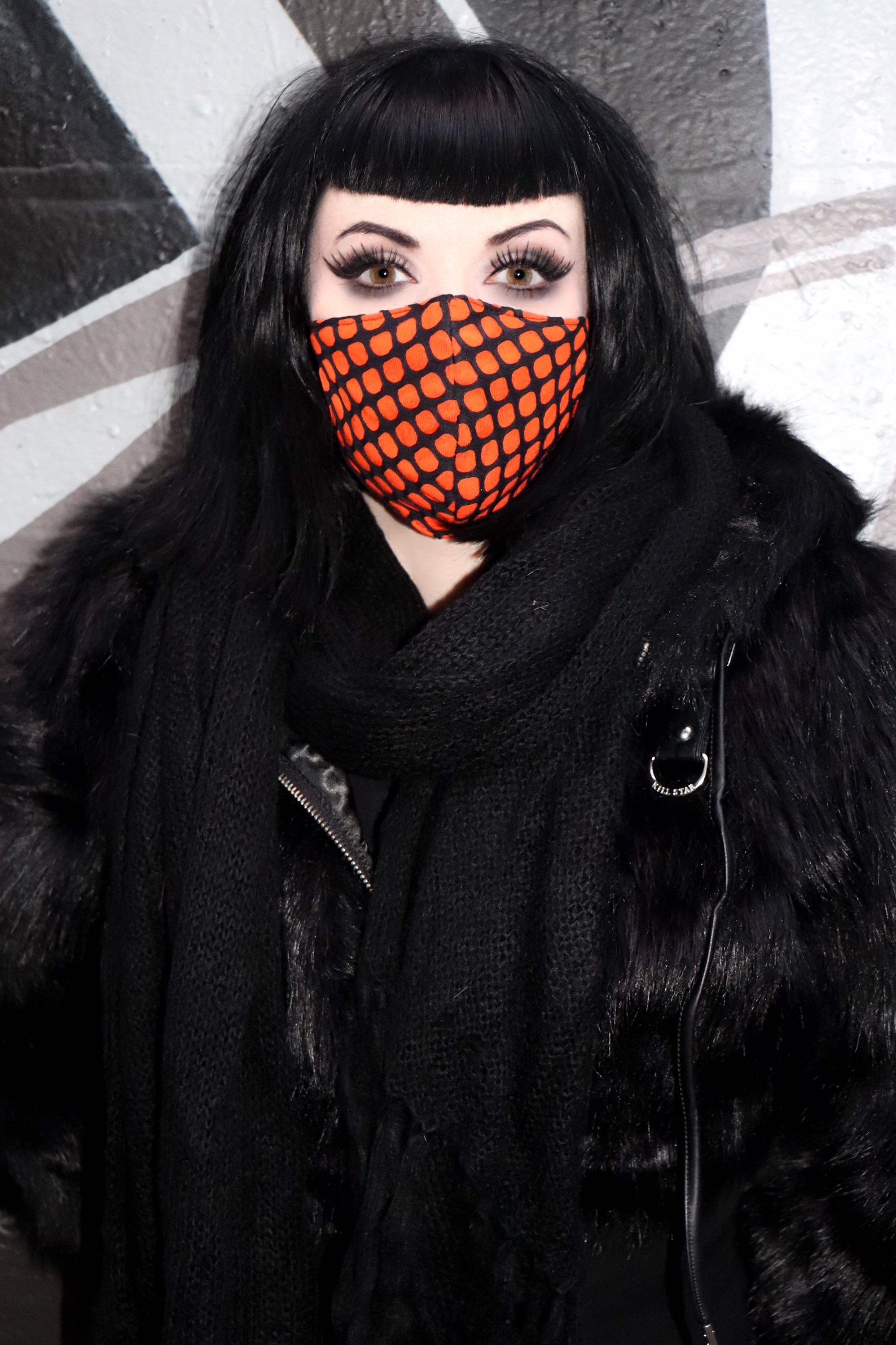 Black and Orange Fishnet Mask With Nose Bridge - Etsy Singapore