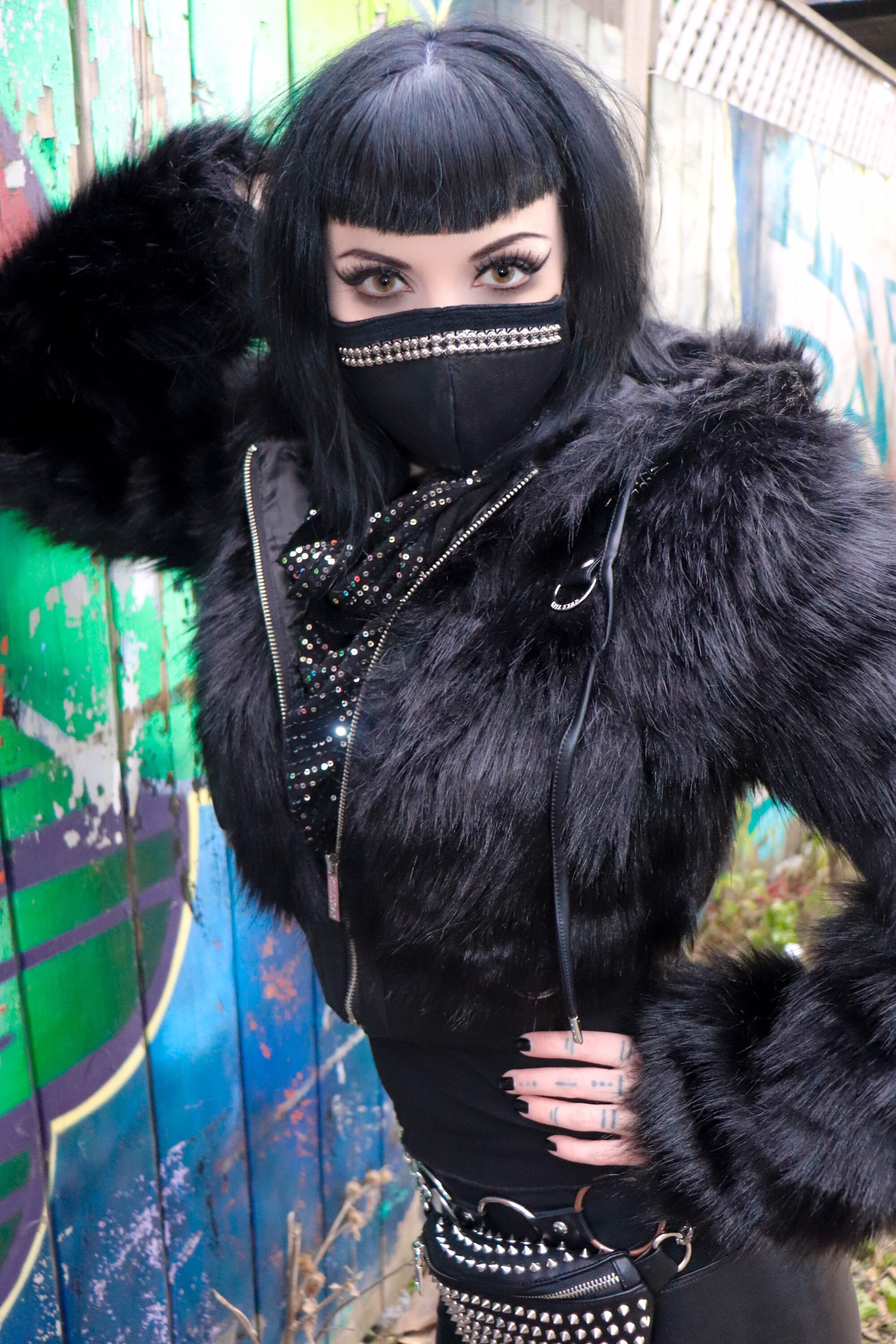 Vegan Leather & Silver Bead Trim Mask With Nose Bridge | Etsy