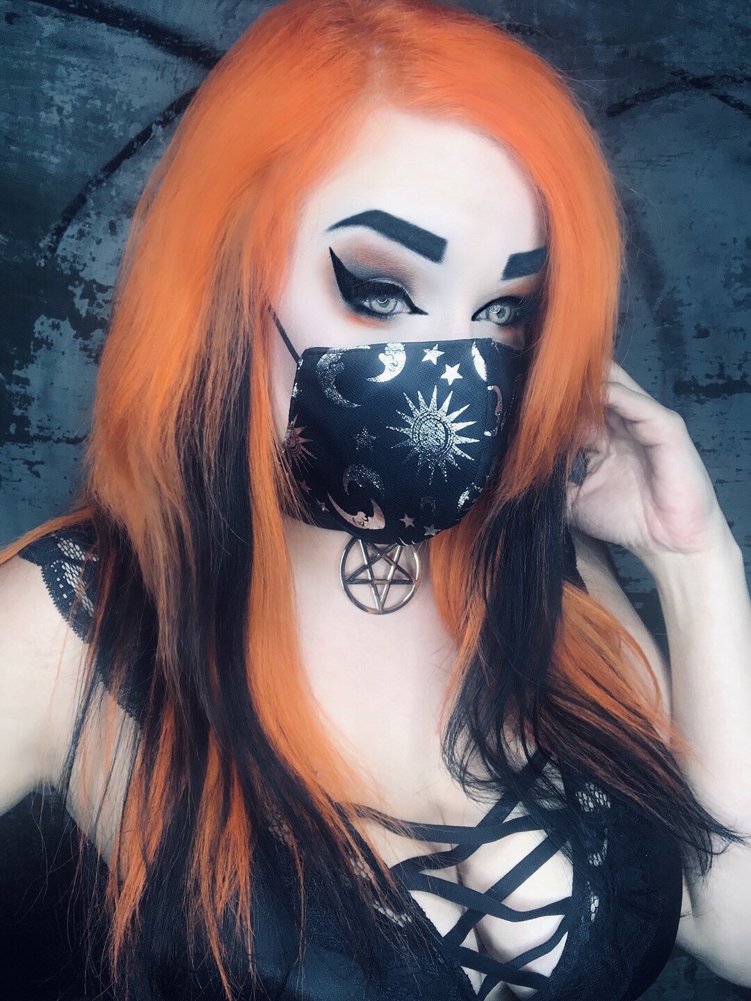 Black and Silver, Star and Moon Mask - With Nose Bridge - Etsy