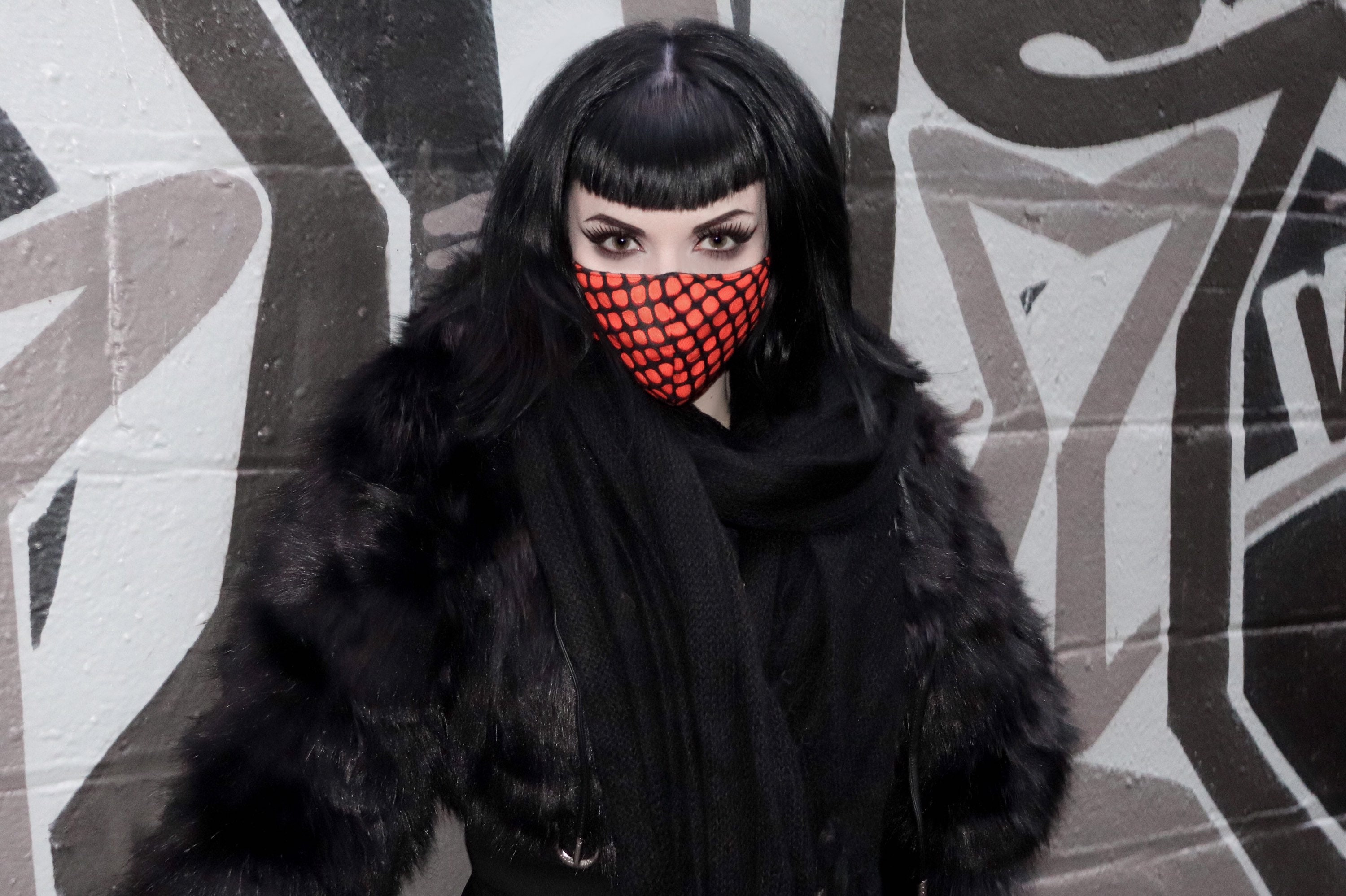 Black and Orange Fishnet Mask With Nose Bridge | Etsy