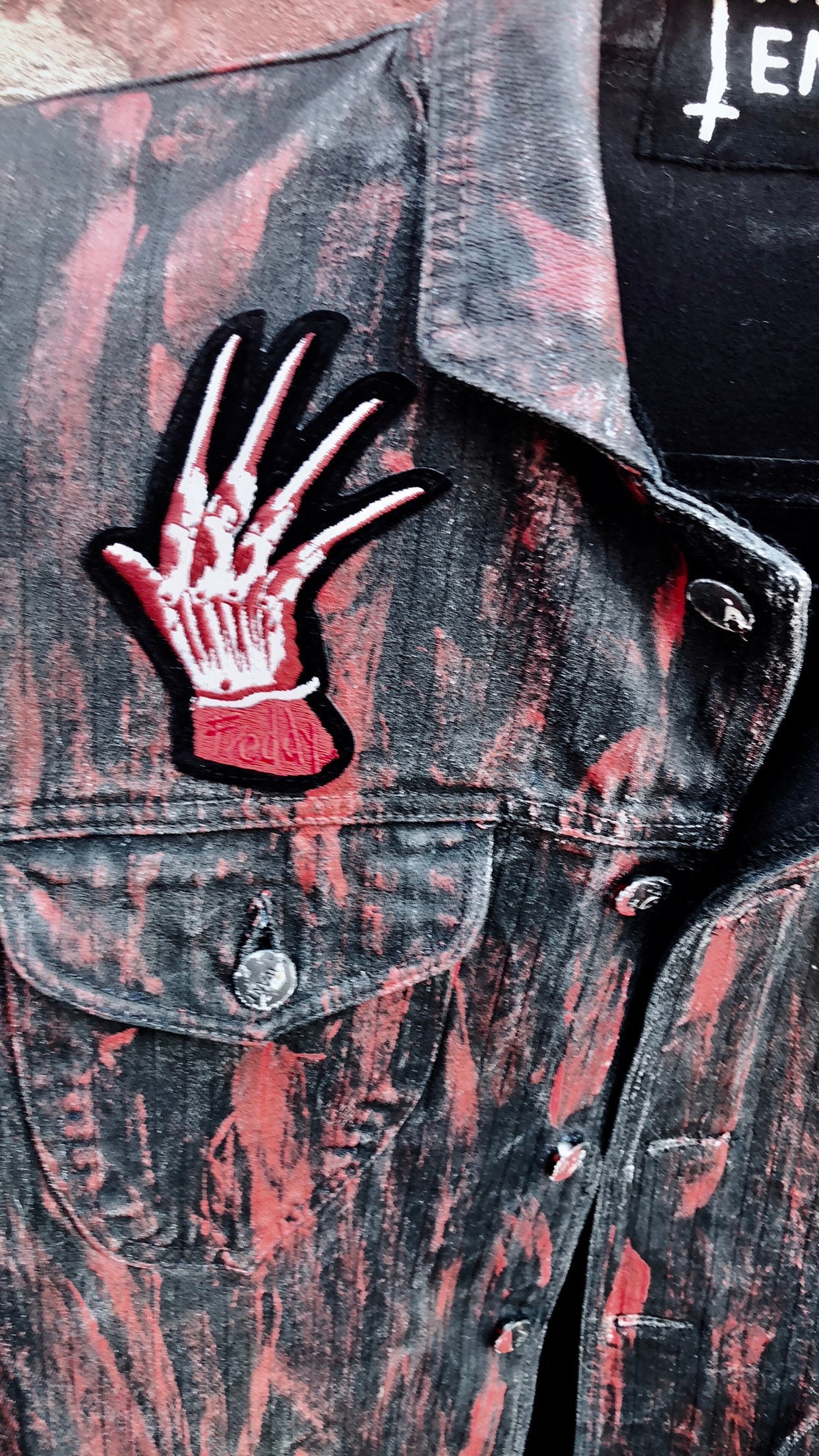 Hand Painted Freddy Krueger Vest With Wax Like Coating- Mens M Ooak - Etsy