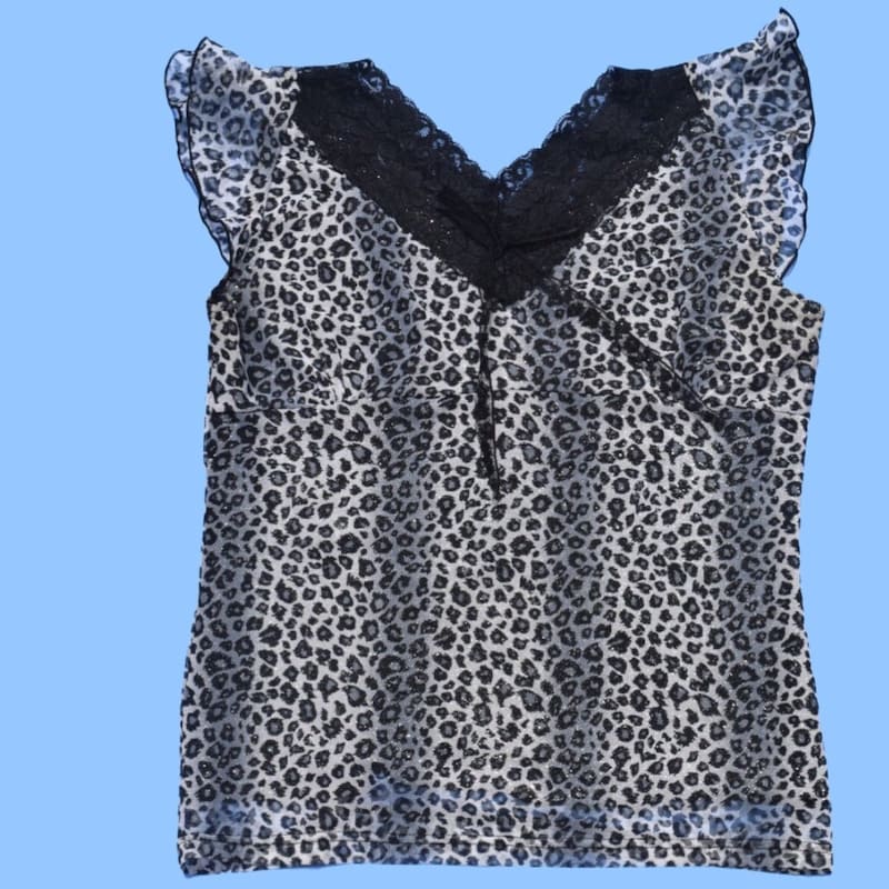 Y2k Leopard Print Tops - Etsy