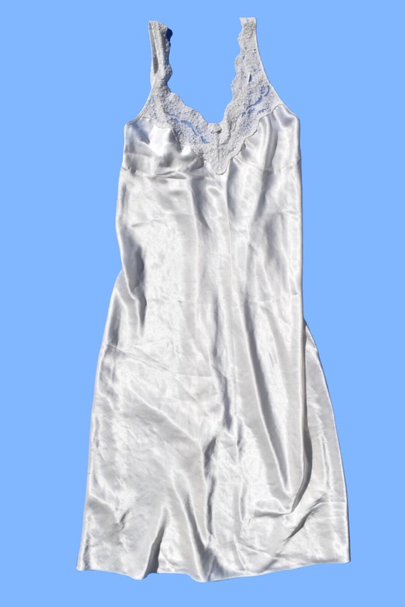 Vintage Lace Trim Satin Maxi Slip - Gem