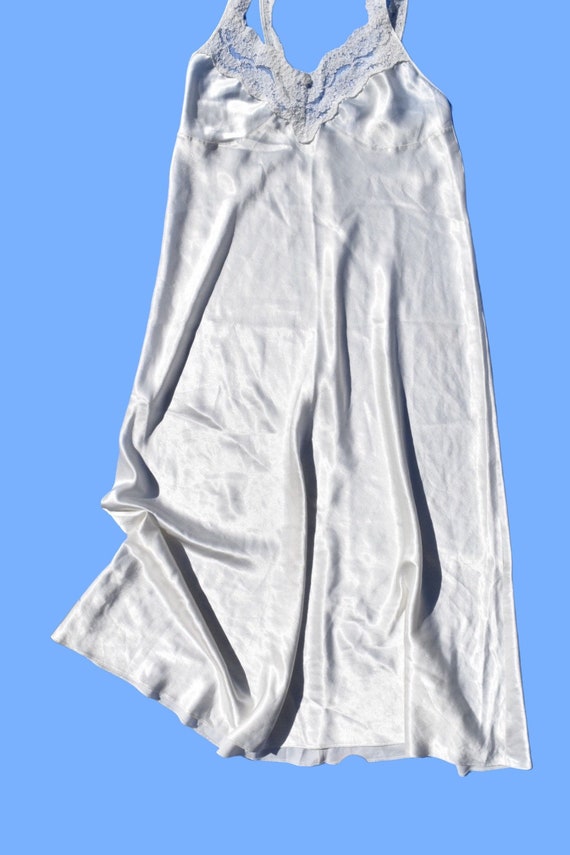 Vintage Lace Trim Satin Maxi Slip - Gem