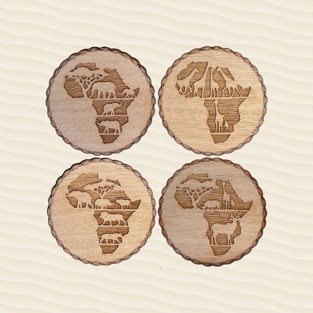 Wooden Coasters - Animals in Africa - Set of 4 - Etsy