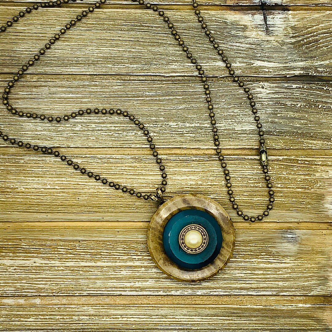 Upcycled Button Pendant - Etsy