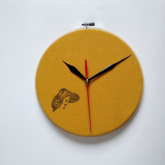 Wall Linen Round Clock With an Victorian Style Picture in the | Etsy