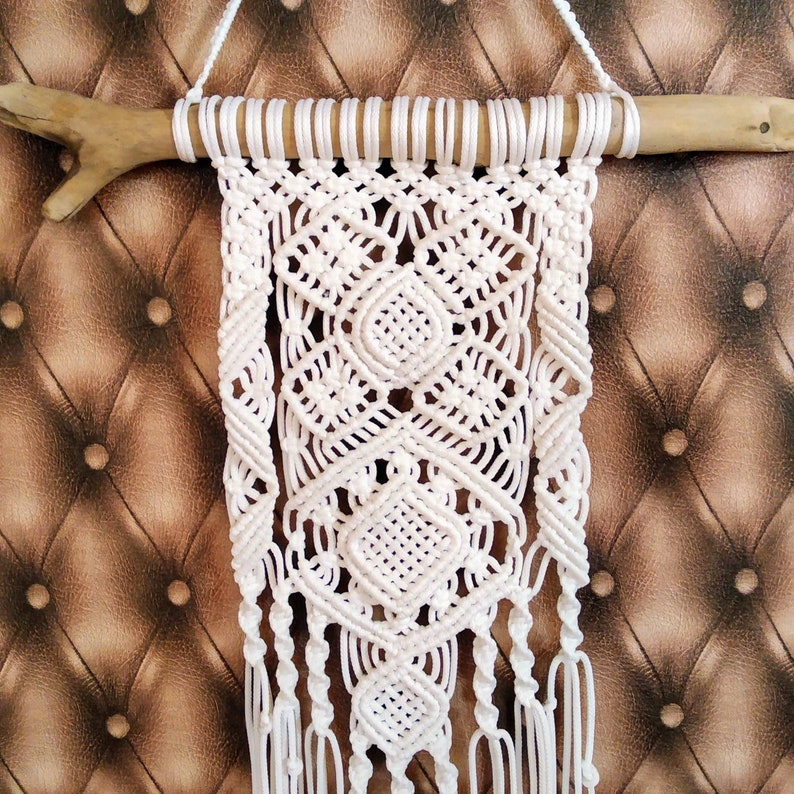 Macrame Handmade White Wall Hanging on Driftwood Macrame - Etsy