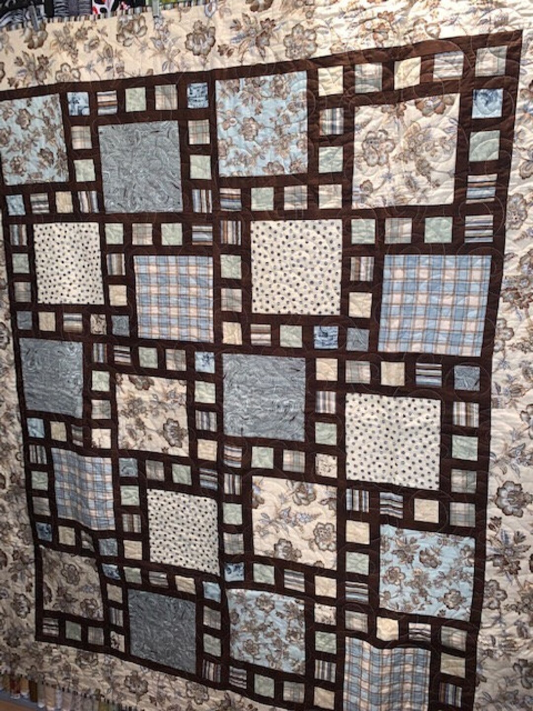 Brown Floral Quilt - Etsy