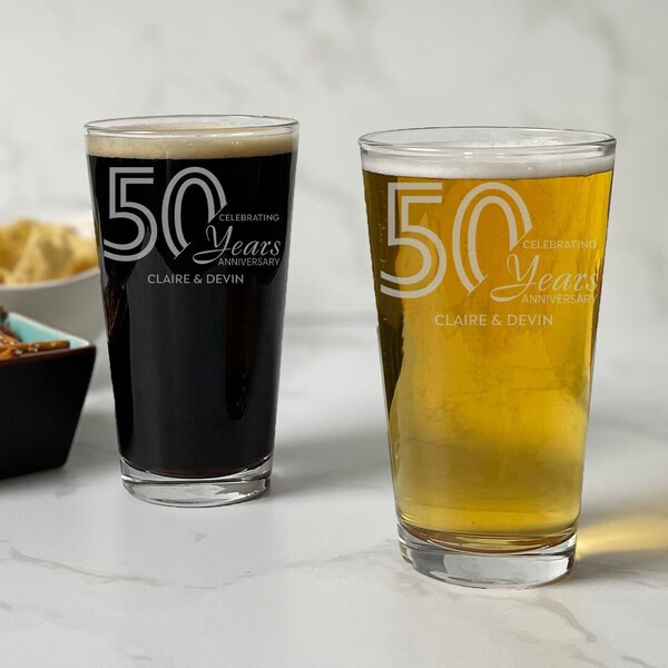 50th Wedding Anniversary Beer Glasses - Etsy