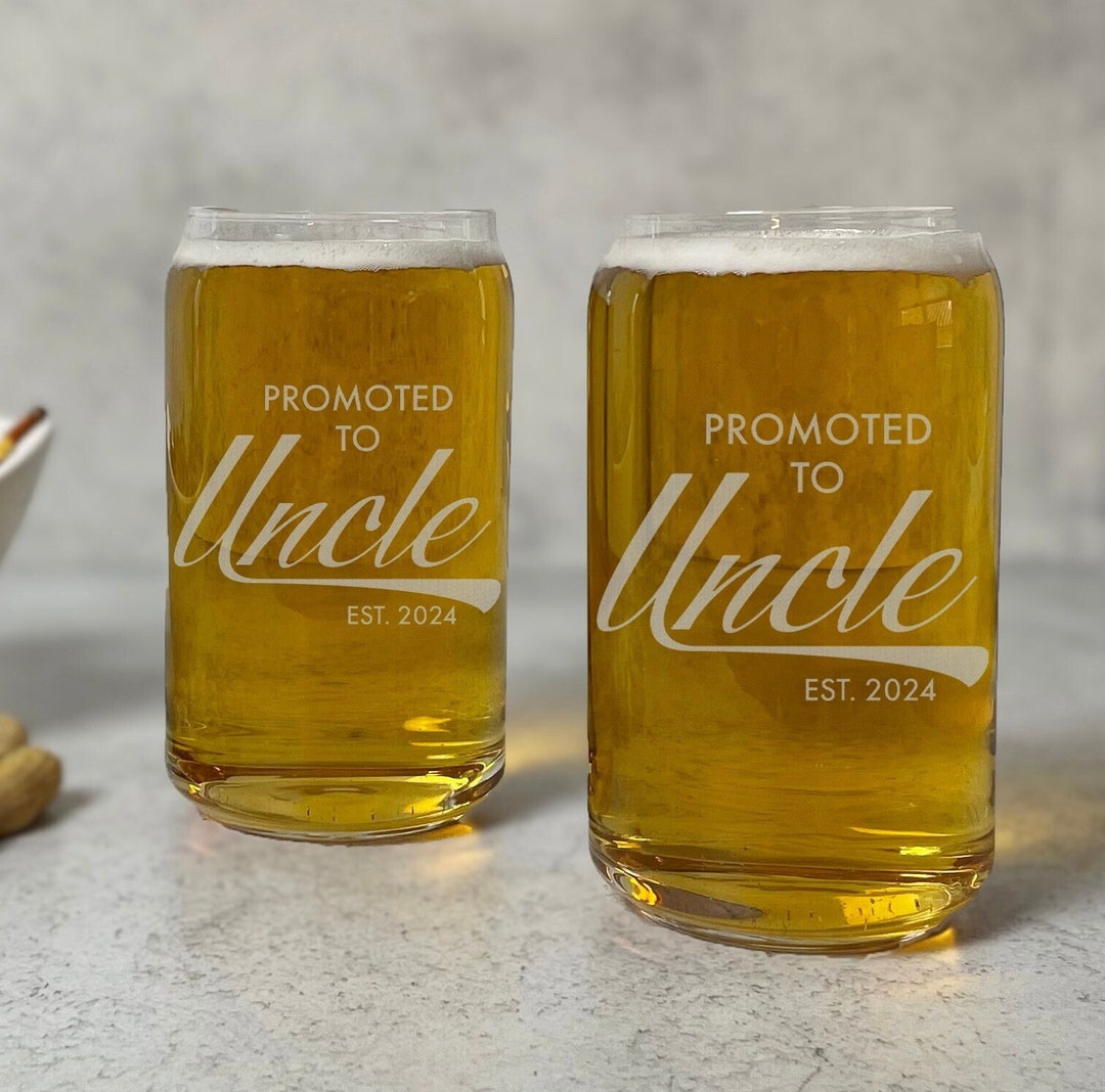 Set of 2 Uncle Beer Glasses, Promoted to Uncle, Beer Uncle Gift, New ...