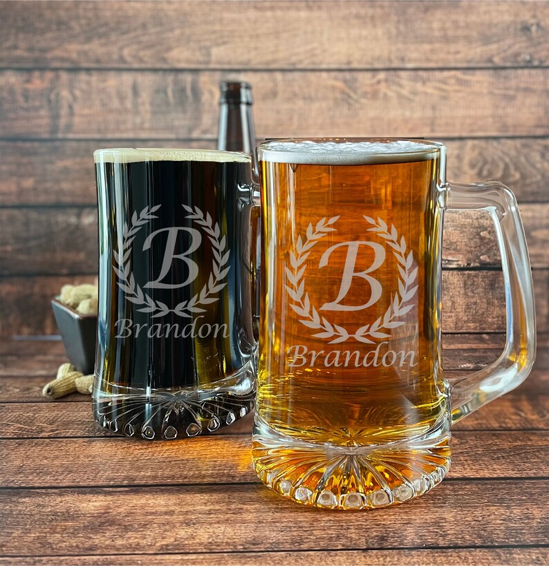 Personalized Beer Mug 25 Oz Monogram Beer Mug Glasses Etched - Etsy
