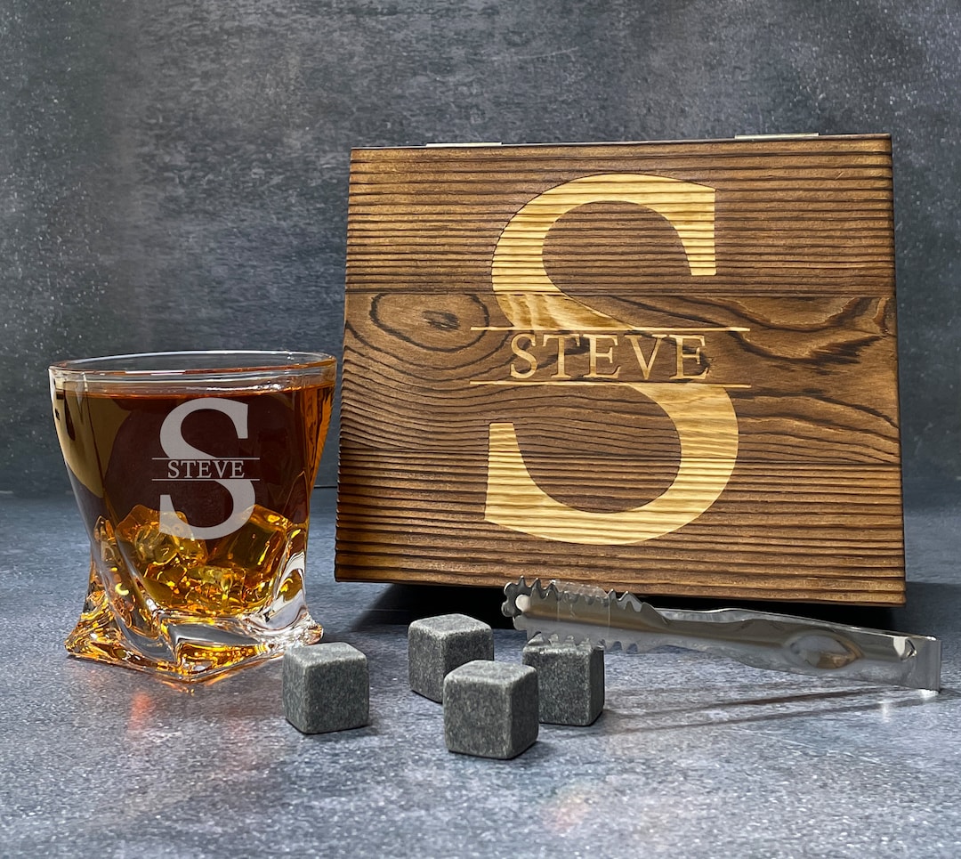 Whiskey Box Set With Twisted Glass, Gift for Men, Personalized Whiskey ...