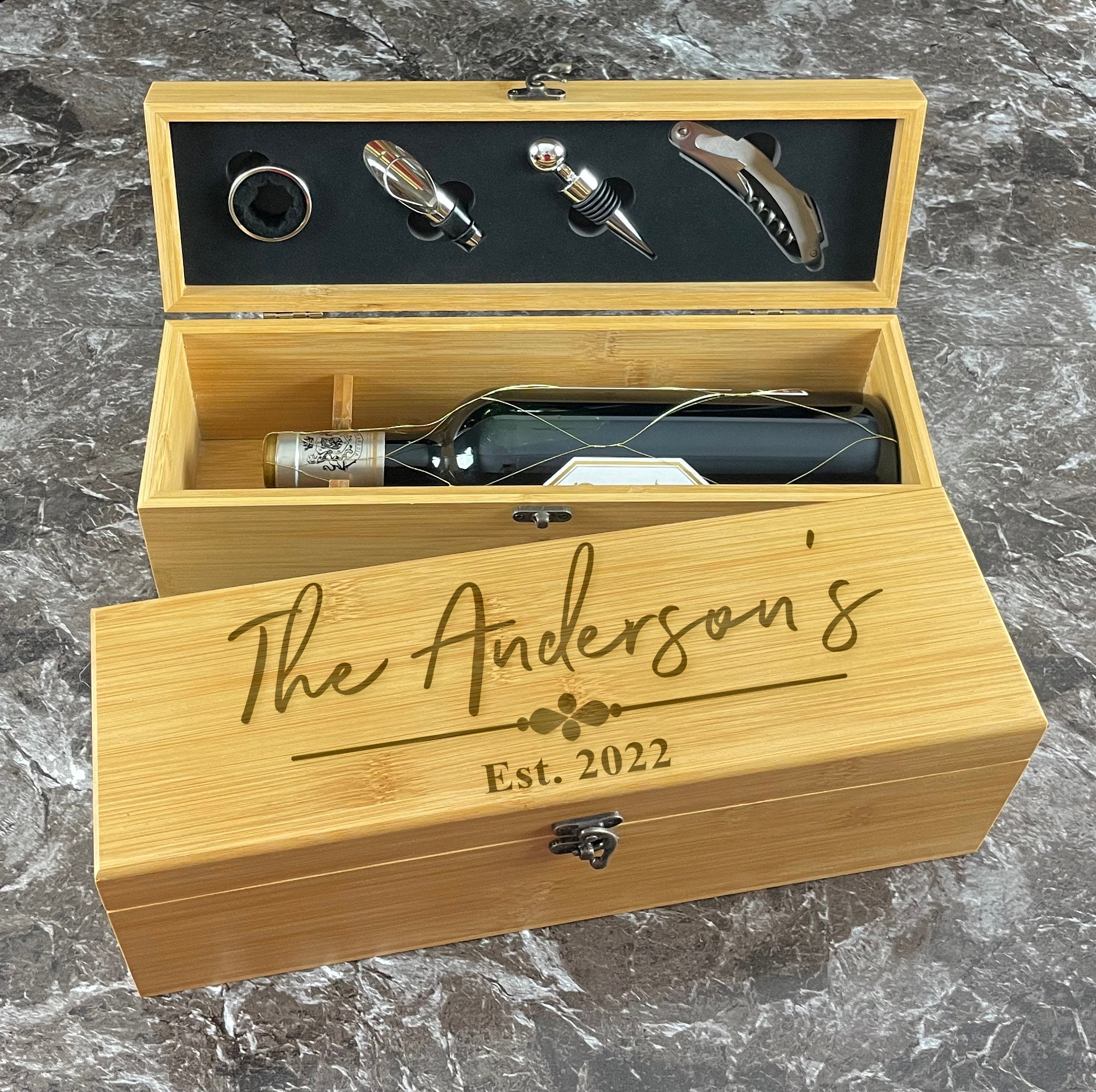 Engraved Wine Box Wine Bottle Opener Custom Wine Box - Etsy