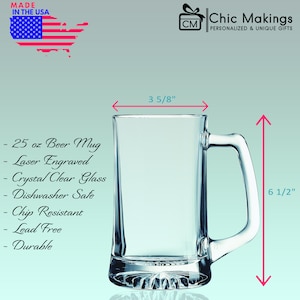 Personalized Beer Mug 25 Oz, Monogram Beer Mug Glasses, Etched ...
