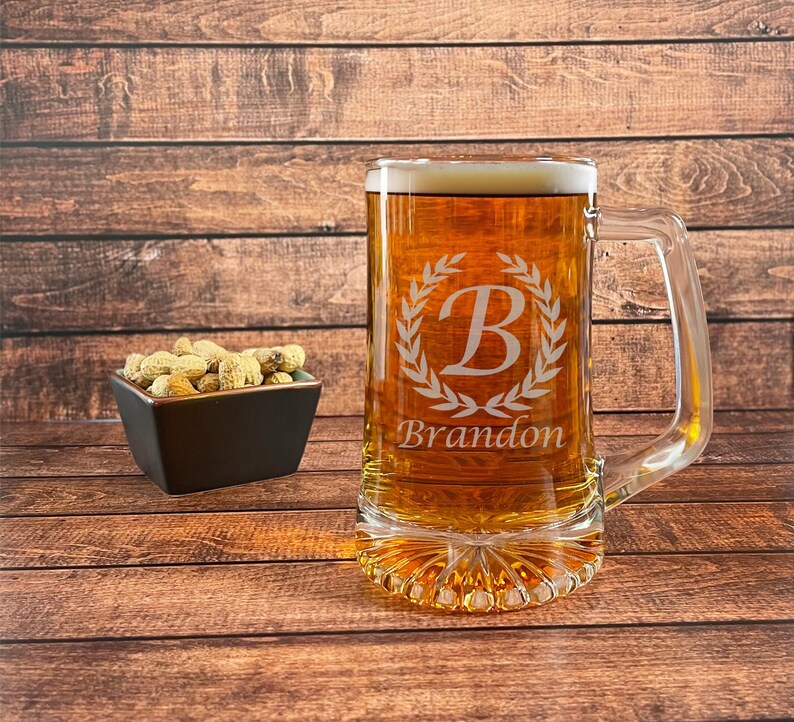 Personalized Beer Mug 25 Oz Monogram Beer Mug Glasses Etched - Etsy
