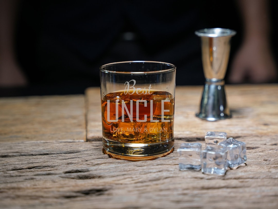 Best Uncle Whiskey Gift, Uncle Announcement, Custom Glasses, Bourbon ...