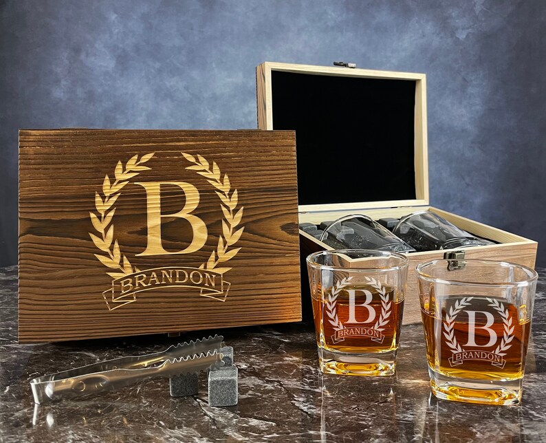 Personalized Whiskey Stone Box Whiskey Set Chilling Stones - Etsy