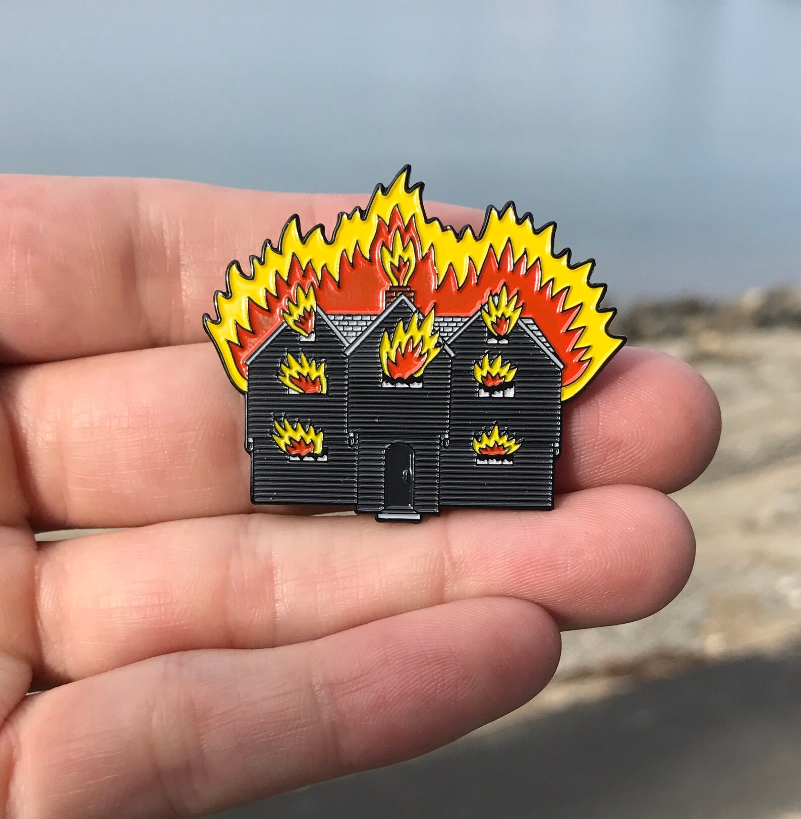 The Witch House on Fire Enamel Pin | Etsy