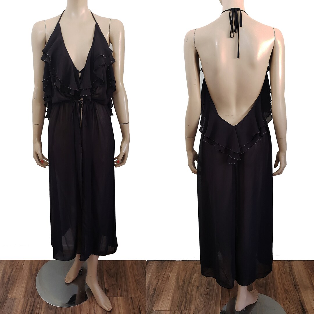 Vintage Victoria's Secret Black Label Ruffled Chiffon Robe Sexy ...