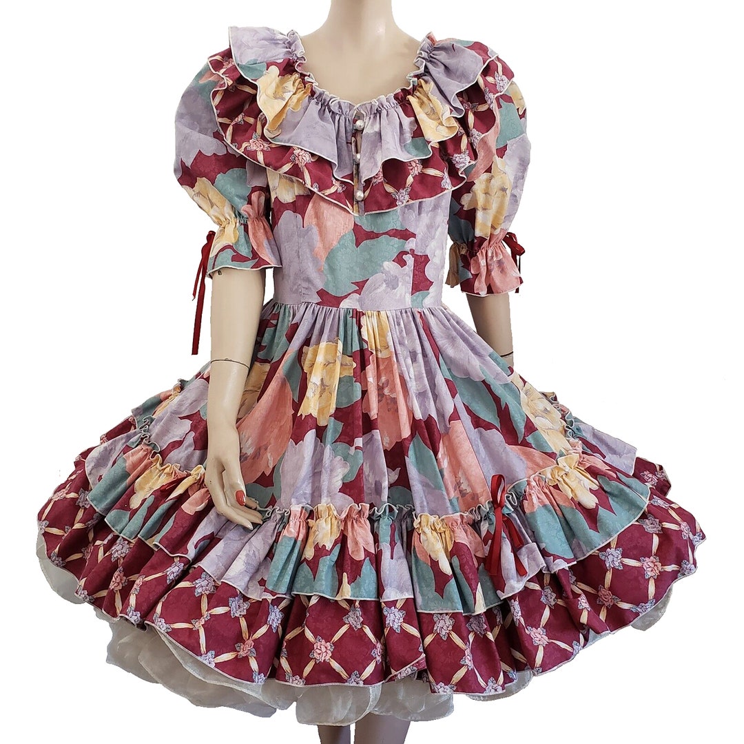 Vintage 80s Frilly Ruffled Square Dancing Dress Call It Fancy - Etsy
