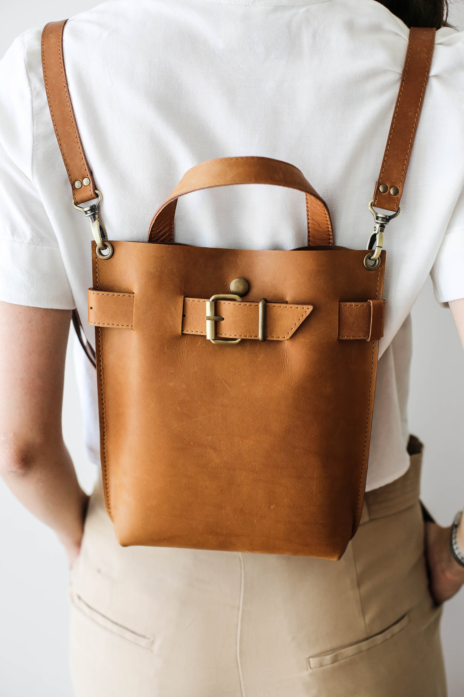 Handmade Leather Backpack Brown Small Leather Backpack | Etsy