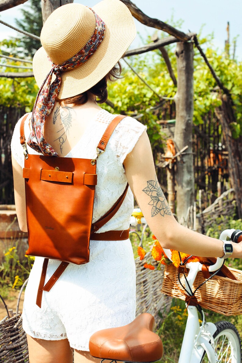 Small Leather Backpack Brown Leather Rucksack Travel Leather | Etsy