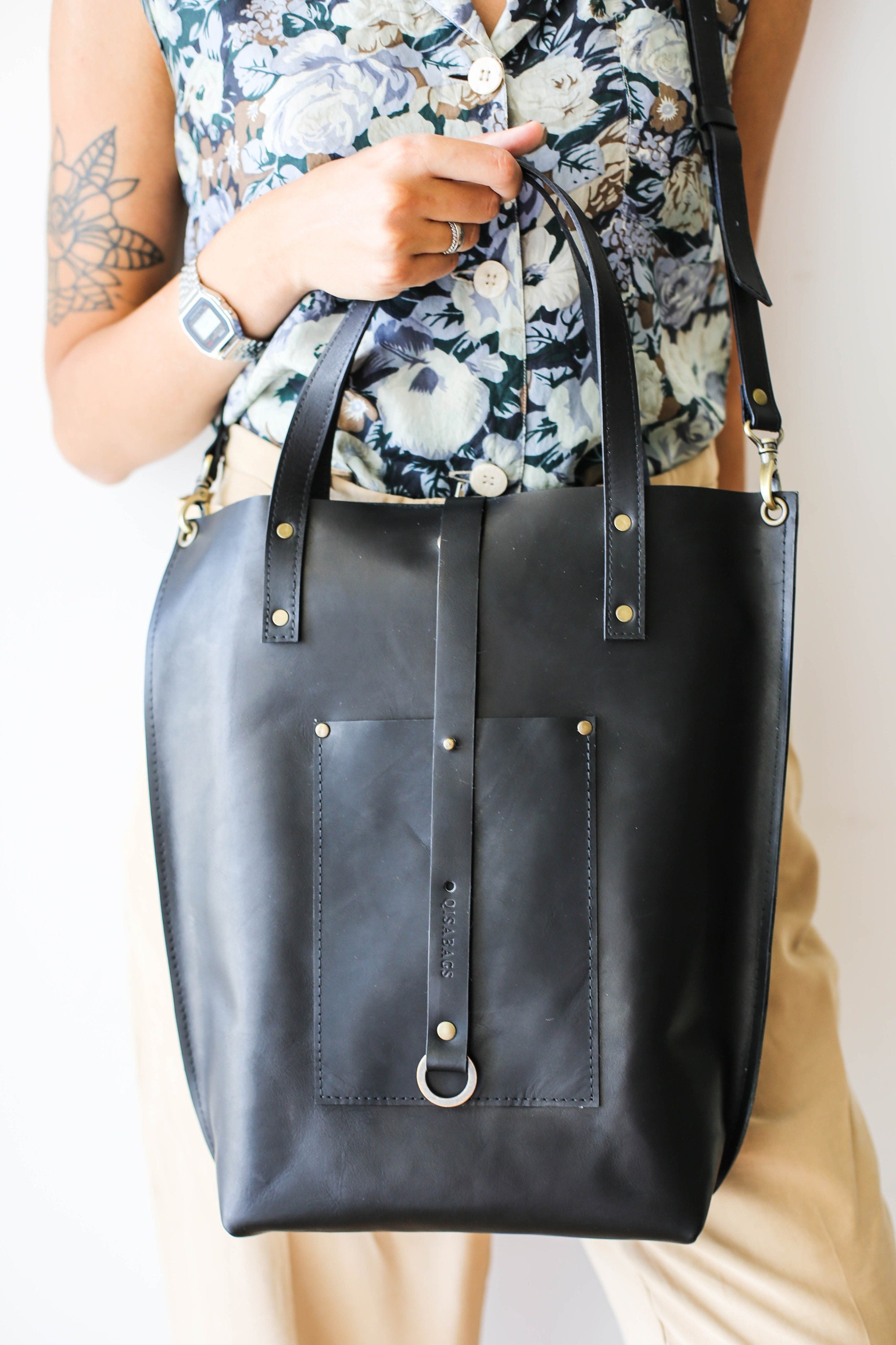 Large Leather Tote Leather Laptop Bag Handmade Tote Bag for | Etsy