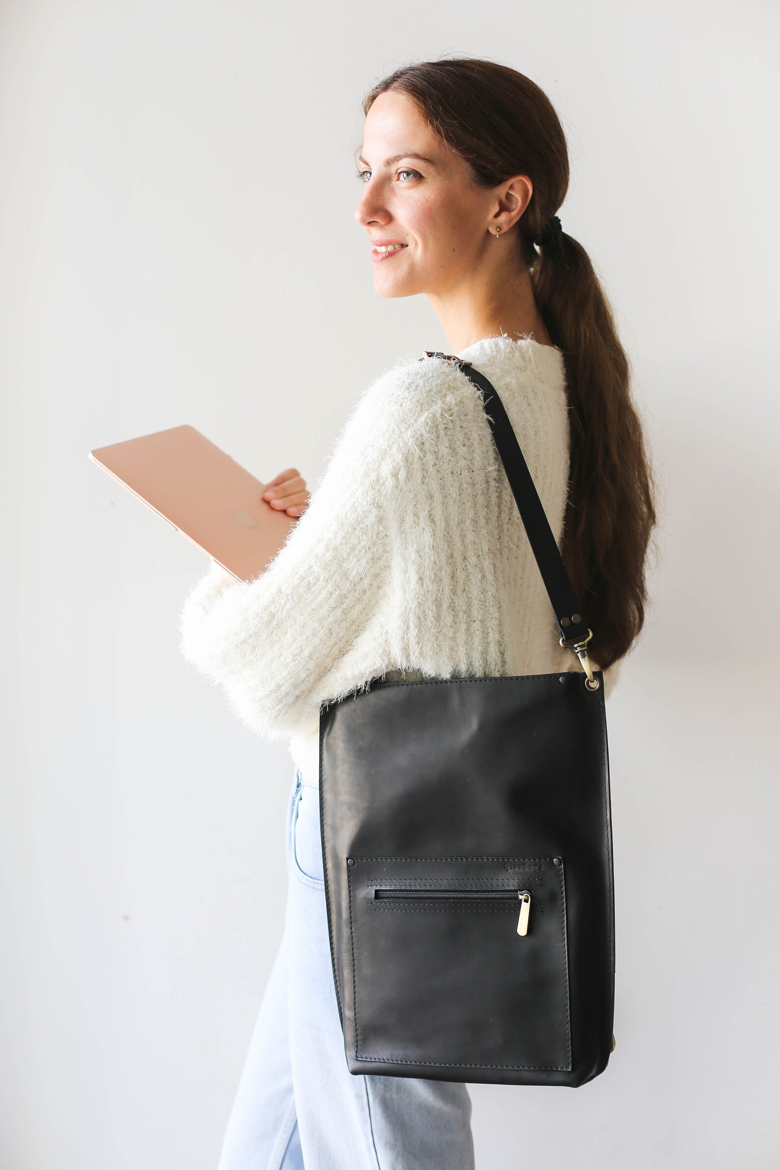 Leather Backpack Women, Slim Leather Backpack Purse With Zipper ...