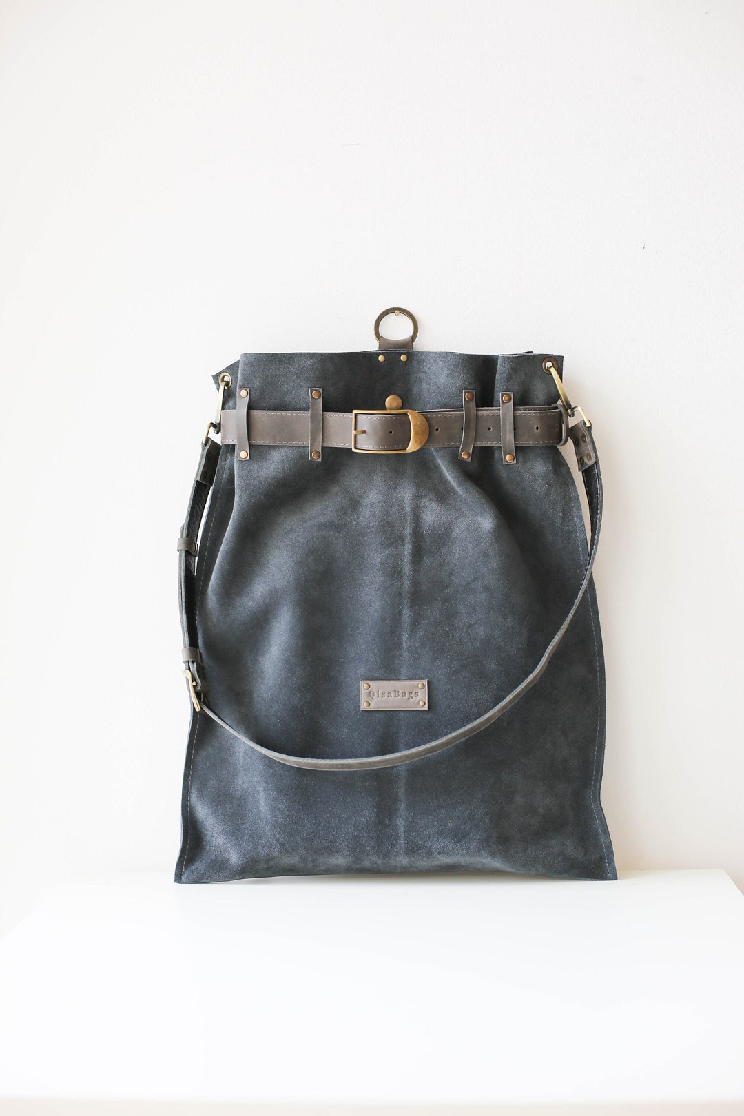 Gray Leather Backpack, Convertible Backpack Purse, Large Leather ...