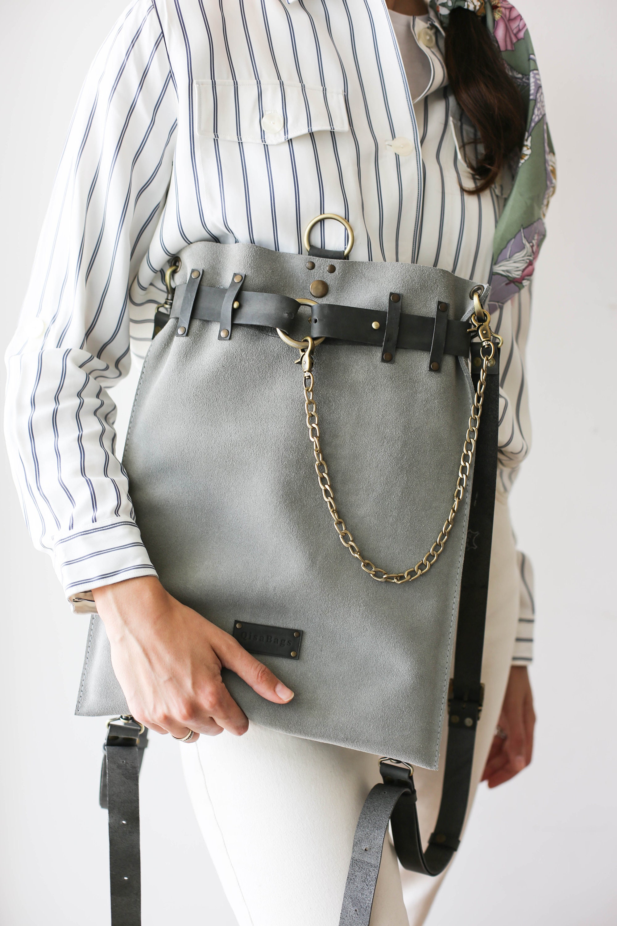 Gray Leather Bag Gray Leather Backpack Womens Backpack | Etsy