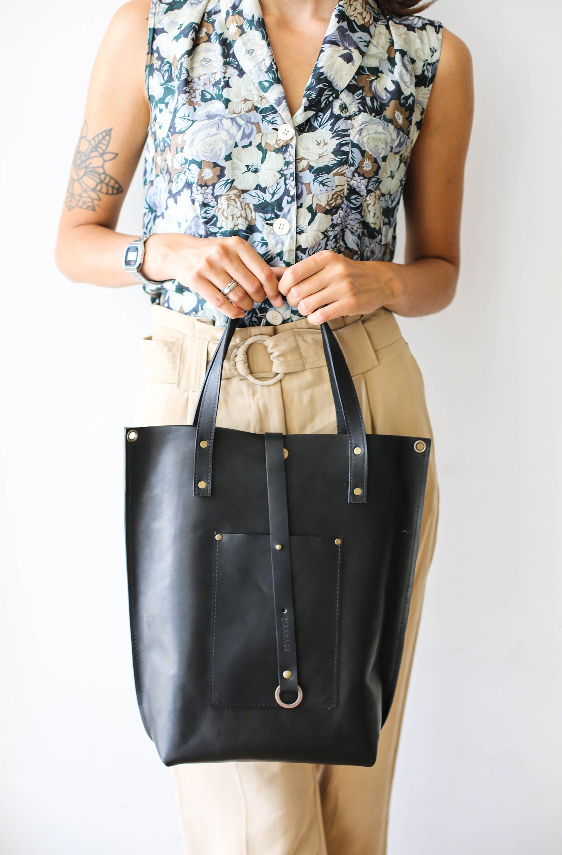 Large Leather Tote Leather Laptop Bag Handmade Tote Bag for | Etsy