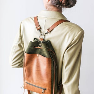 Leather Bucket Bag Leather Backpack Purse Leather Bag | Etsy