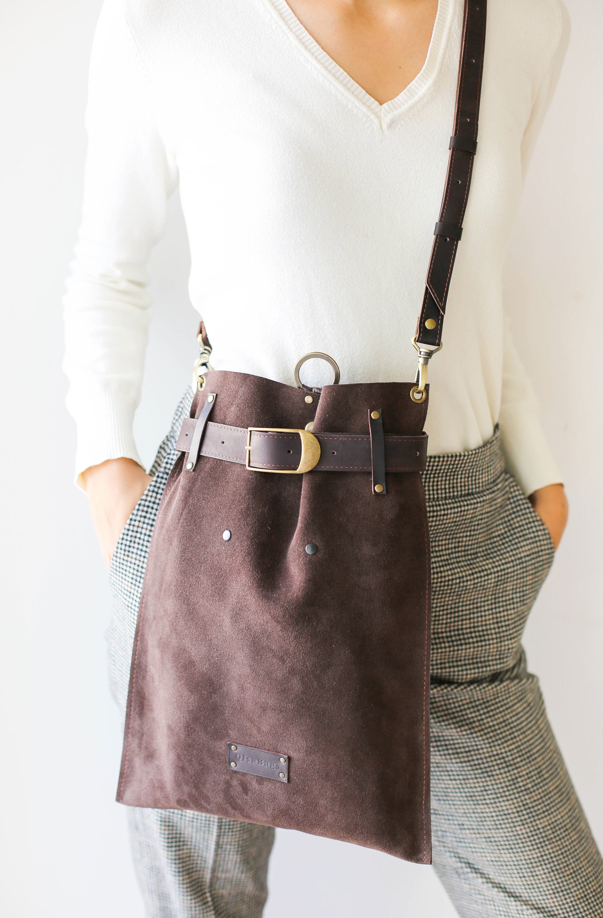 Suede Bag Brown Leather Backpack Large Suede Backpack | Etsy