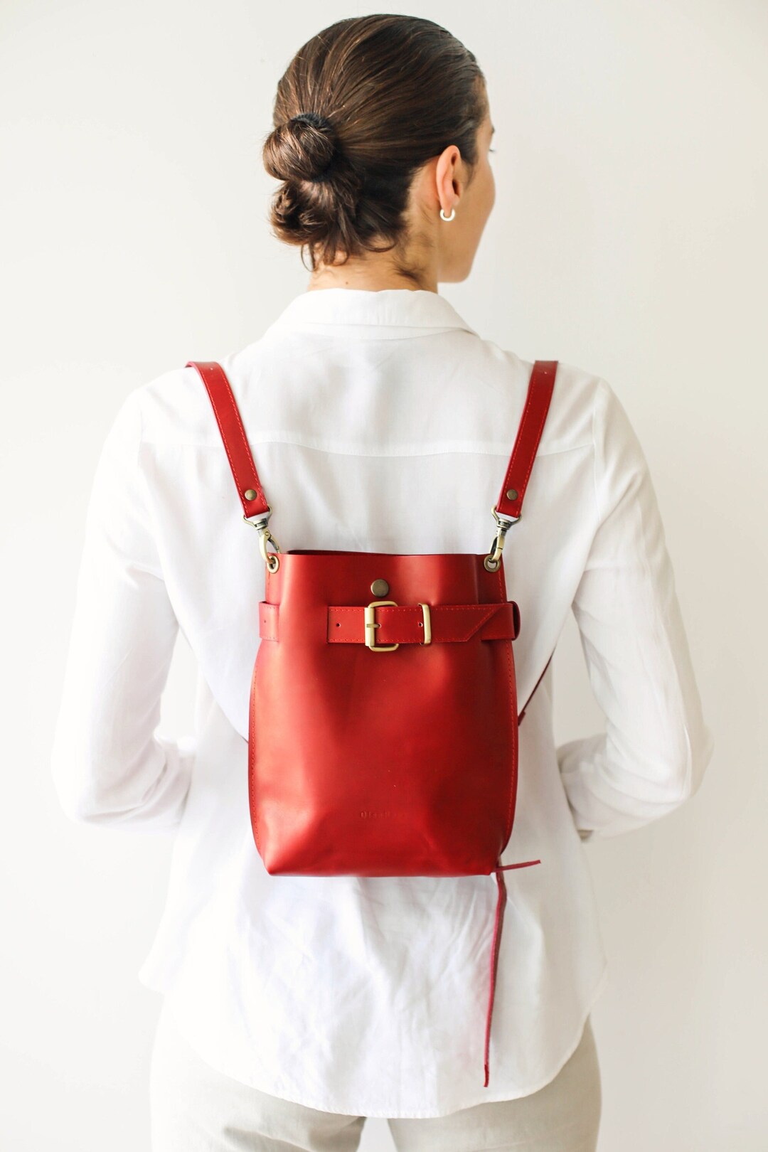 Leather Backpack Women, Bags for Women, Leather Shoulder Bag, Red ...