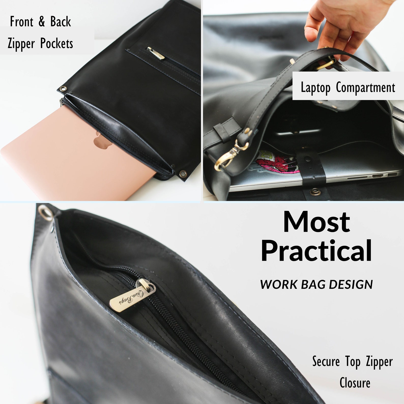 Leather Backpack Women, Slim Leather Backpack Purse With Zipper ...