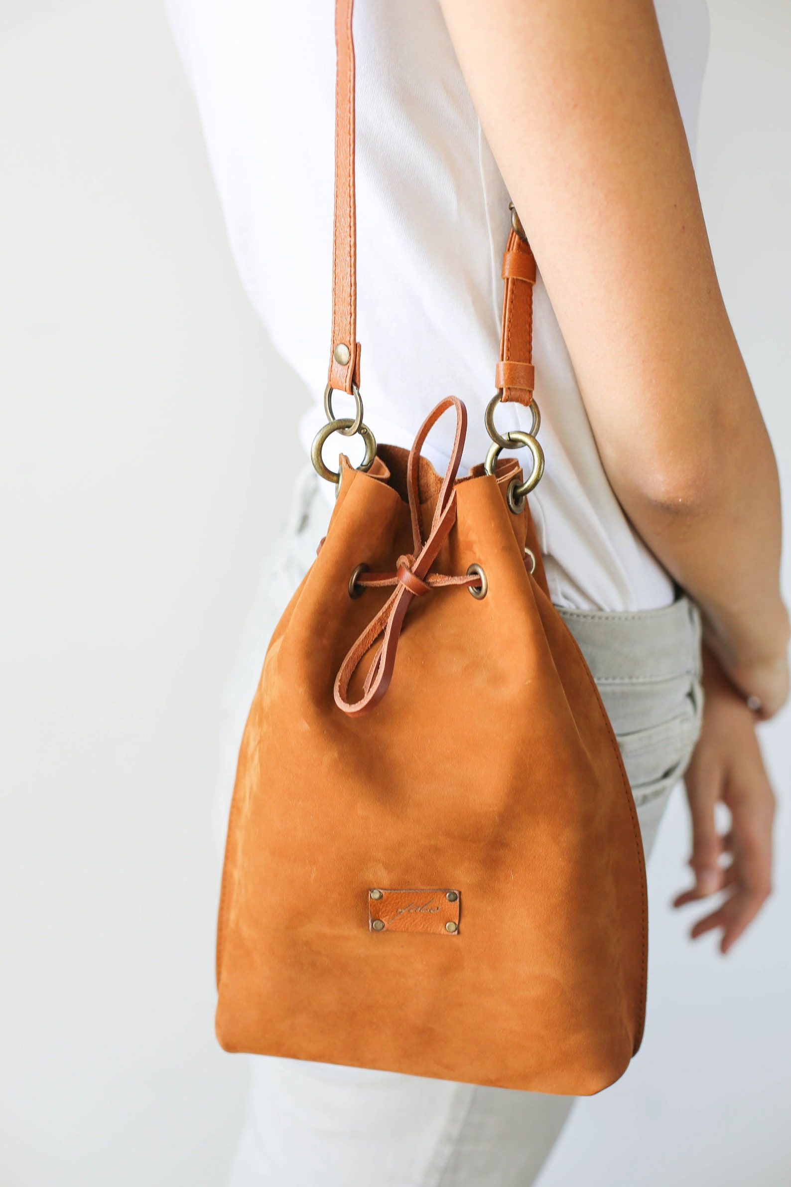 Leather Bucket Bag, Small Leather Bag, Leather Cross Body Bag, Brown ...