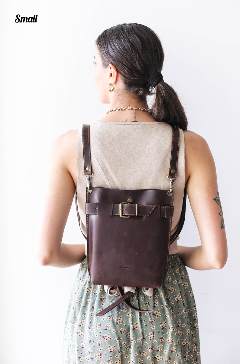 Dark Brown Leather Backpack Women Leather Rucksack Travel - Etsy