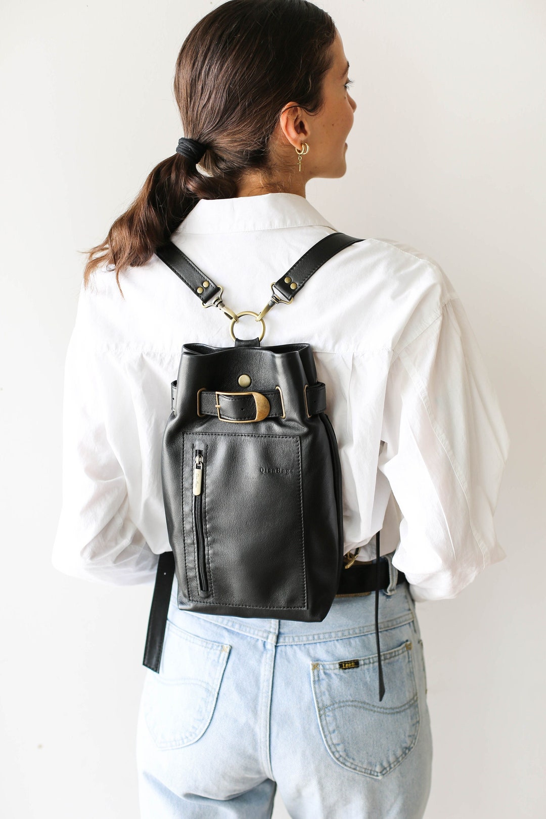 Womens Leather Backpack, Leather Mini Backpack Purse, Minimalist ...