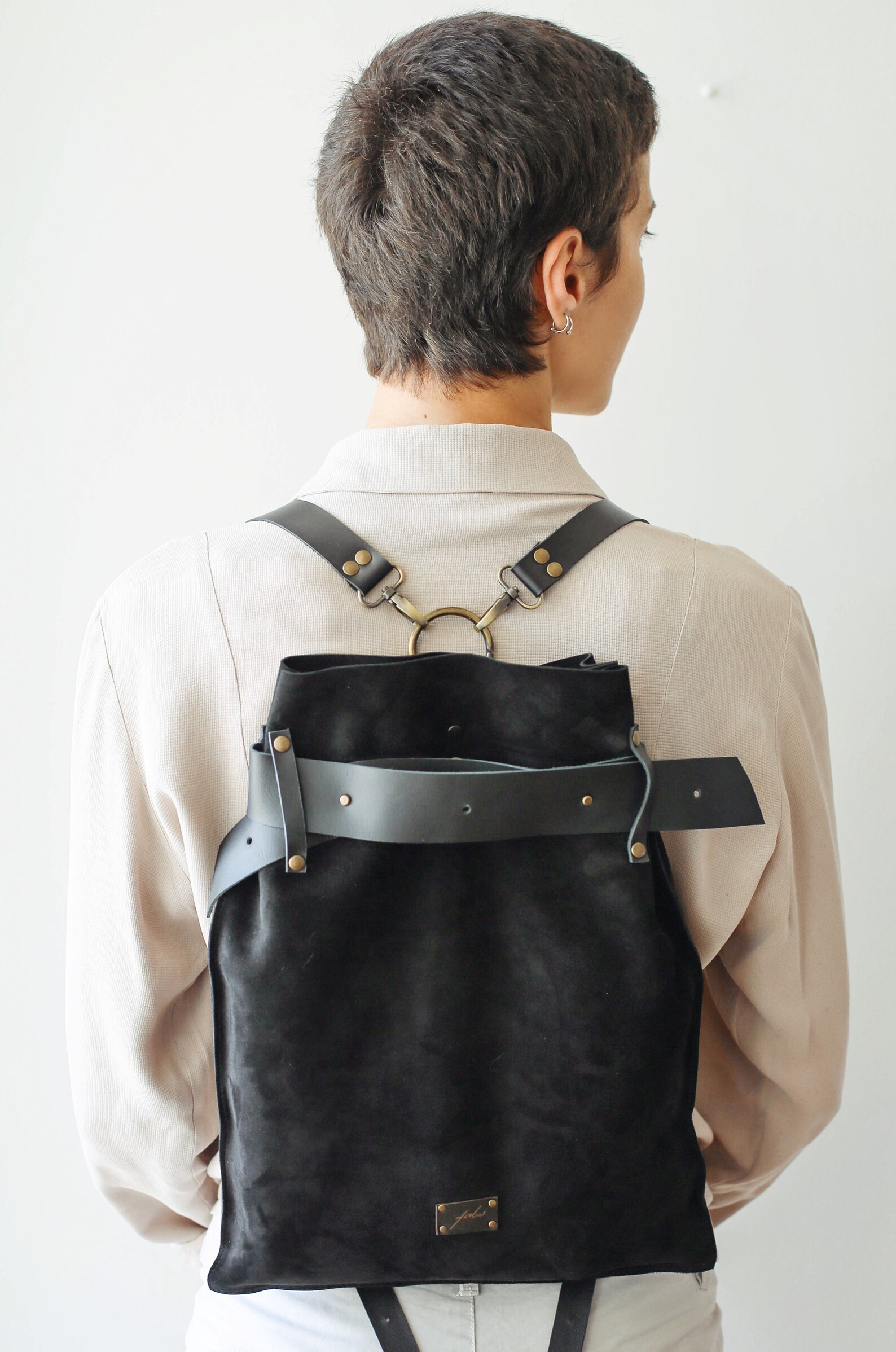 Black Leather Backpack Leather Backpack Purse Black Suede - Etsy